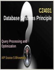 Lect QueryProcessing Print Pdf CZ Database Systems Principle Query Processing And