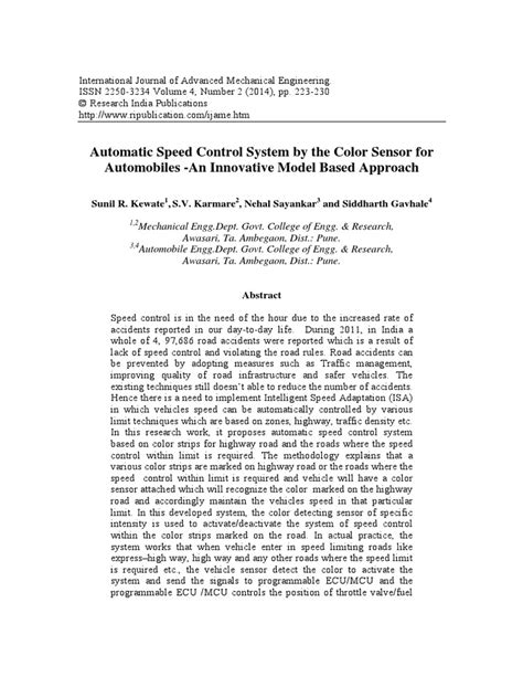Automatic Speed Controller In Schools And Colleges Pdf Traffic