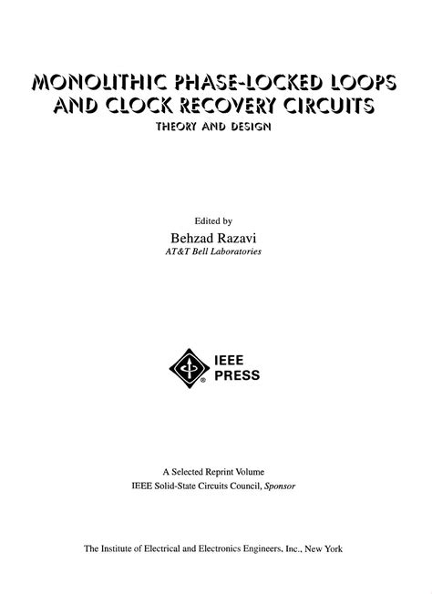 Razavi Monolithic Phase Locked Loops And Clock Recovery Circuits Pdf 电信