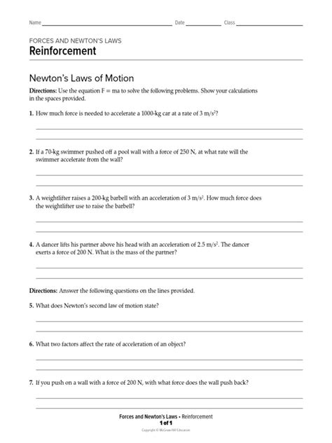 Reinforcement Newtons Laws Of Motion Pdf