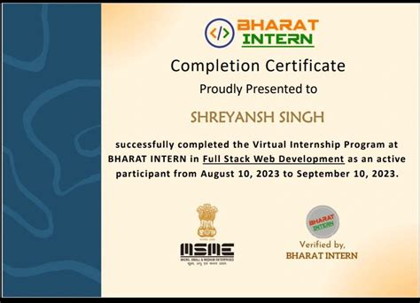 Shreyansh Singh On Linkedin Bharatintern