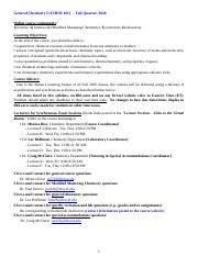 Chem Syllabus Pdf General Chemistry I CHEM Fall Quarter Online Course Components