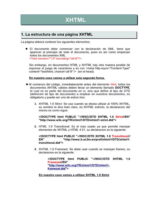 sintaxis xhtml pdf xml html