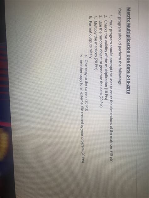 Solved Your Program Should Perform The Followings 1 Your