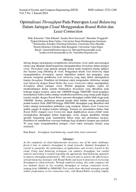 Pdf Optimalisasi Throughput Pada Penerapan Load Balancing Dalam