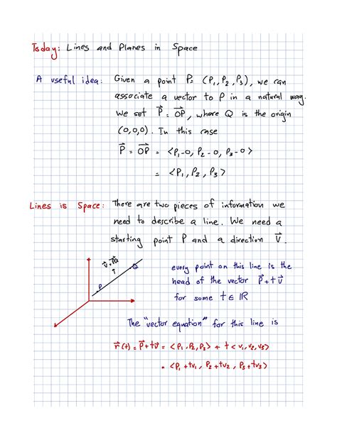 Lecture 3 Lines And Planes In Space Today Lines And Planes In Space A Useful Idea Given A