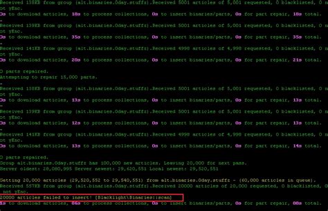 20000 Articles Failed To Insert [blacklight Binaries Scan] · Issue 828 · Nntmux Newznab Tmux