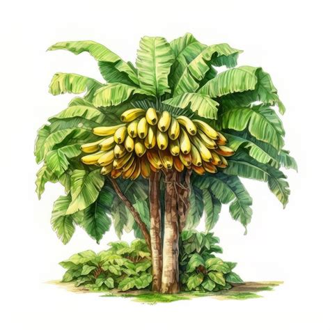Premium AI Image A Drawing Of A Banana Tree With Bananas On It