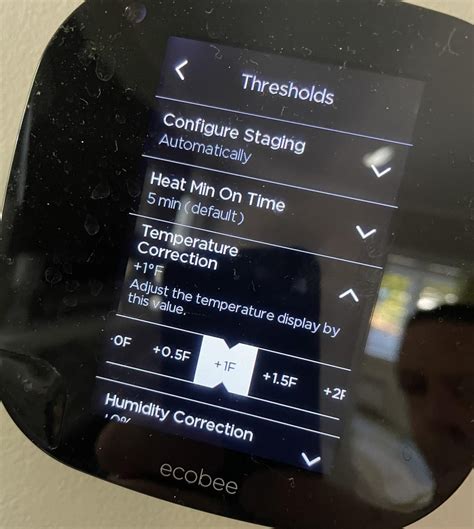 Ecobee Temperature Correction Setting Under Installation Settings