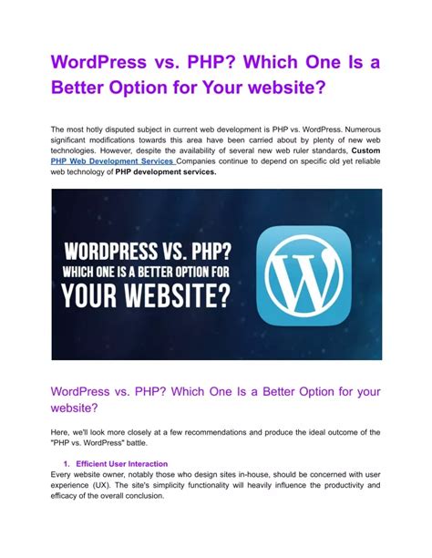 ppt wordpress vs php which one is a better option for your website