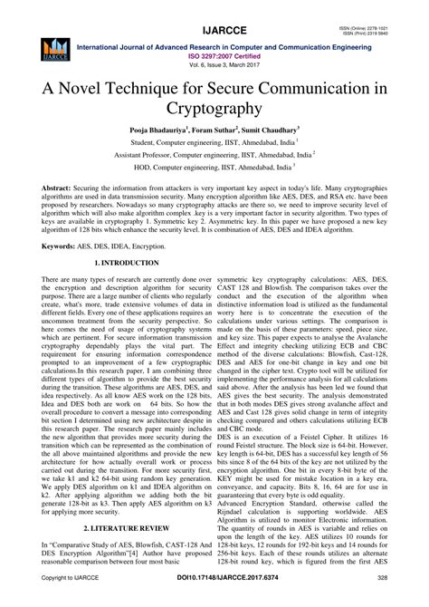 Pdf A Novel Technique For Secure Communication In Cryptography