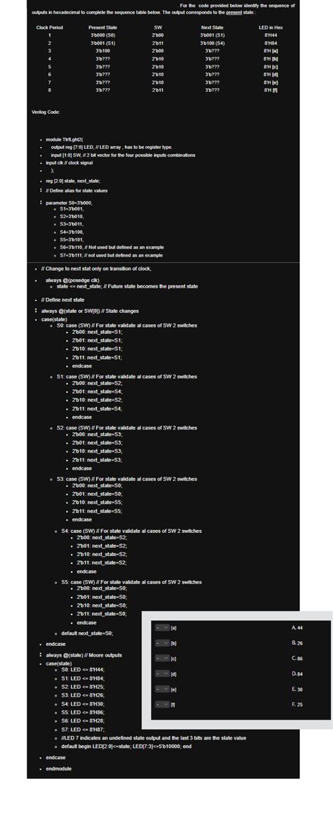 Solved For The Code Provided Below Identify The Sequence Of Chegg