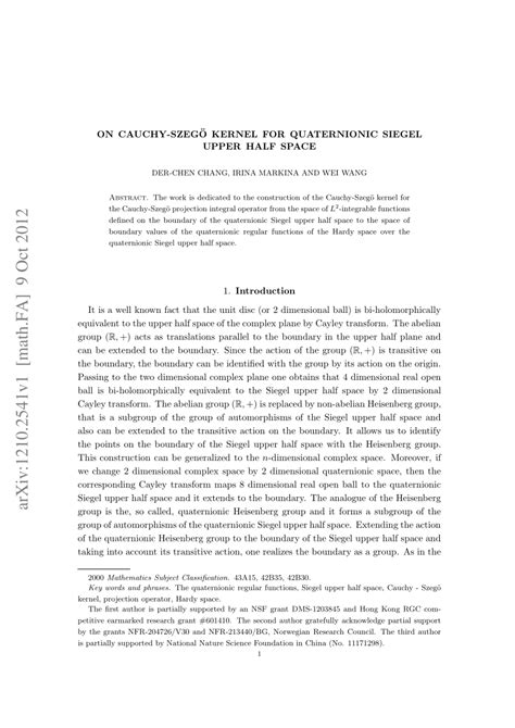 Pdf On The Cauchy Szegö Kernel For Quaternion Siegel Upper Half Space