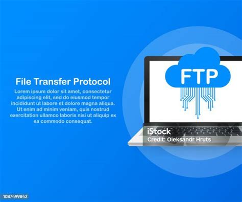 노트북에 Ftp 파일 전송 아이콘입니다 Ftp 기술 아이콘입니다 서버에 데이터를 전송 벡터 일러스트입니다 개념에 대한 스톡 벡터 아트 및 기타 이미지 Istock