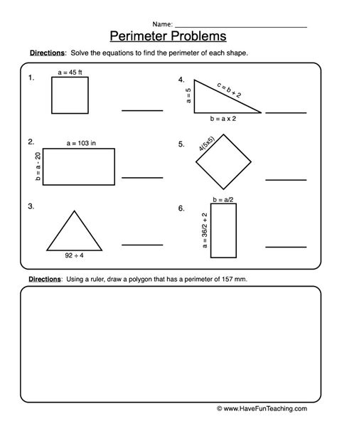 Perimeter Equation Problems Worksheet By Teach Simple