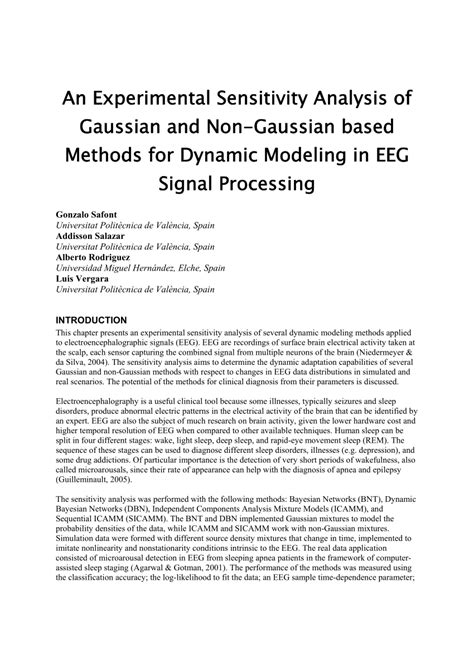 PDF An Experimental Sensitivity Analysis Of Gaussian And Non Gaussian Based Methods For