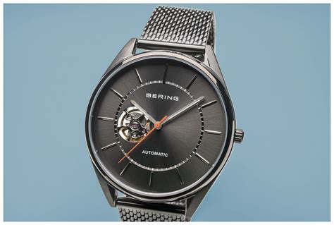 Bering Automatic Mens Polishedbrushed Grey Grey Dial 16743 377