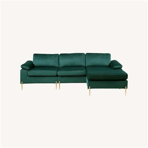 Wayfair Green Velvet 3 Piece Sectional Aptdeco