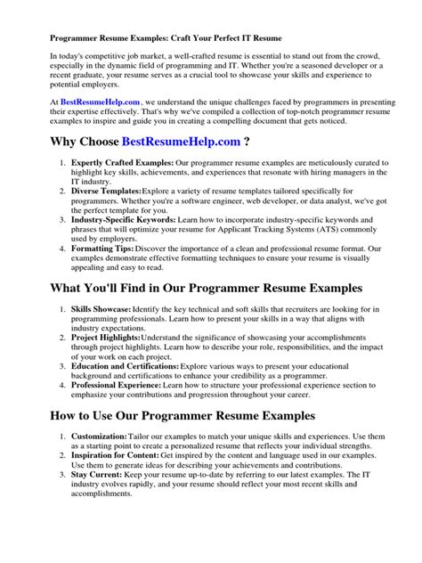 programmer resume examples pdf résumé computer programming