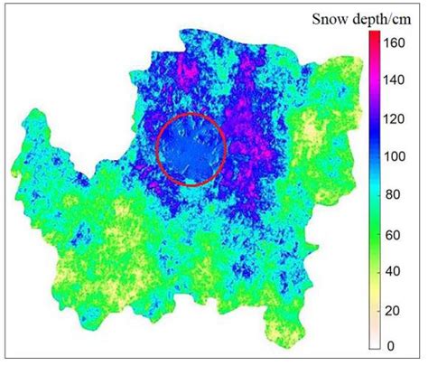 Snow Depth Inversion Results The Red Circle Area Corresponds To The