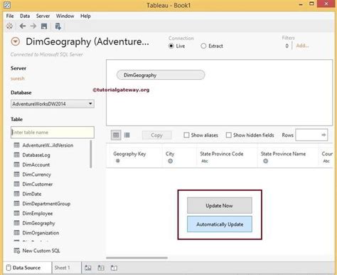 اتصال تبلو Tableau به Sql Server