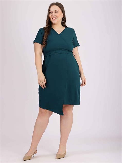 Buy Curvy Lane V Neck Sheath Plus Size Dress Comes With A Belt