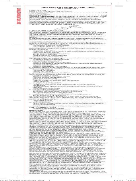 Package Insert Dexamethasone Elixir 0 5mg 5ml Corticosteroid