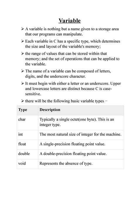 Variable Variable A Variable Is Nothing But A Name Given To A Storage