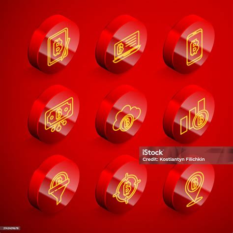 태블릿 노트북 모바일 회로가 있는 비트코인 암호화폐 클라우드 마이닝 파이 차트 인포그래픽 판매 깔때기 및 대상 아이콘에서 비트코인을 채굴합니다 벡터 0명에 대한 스톡 벡터