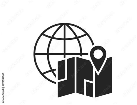 World And Map With Location Pin Icon Travel Journey And Navigation Symbol Isolated Vector