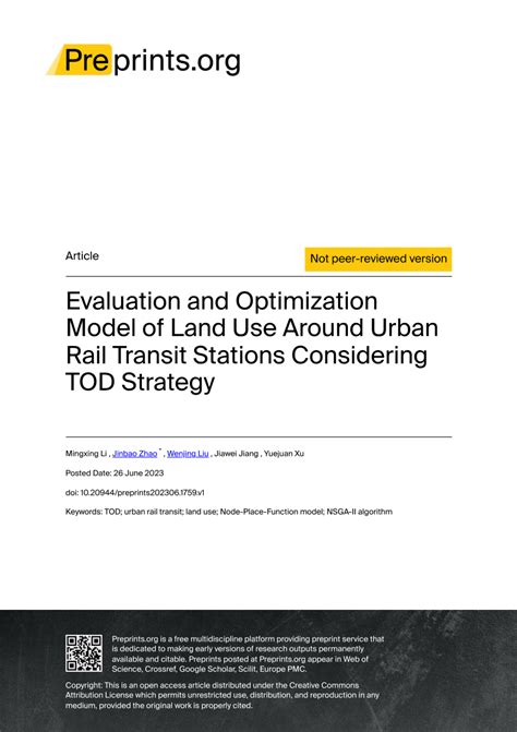 Pdf Evaluation And Optimization Model Of Land Use Around Urban Rail