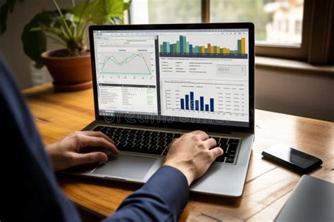 Individual Engaging With Interactive Data Interface Analyzing Graphs