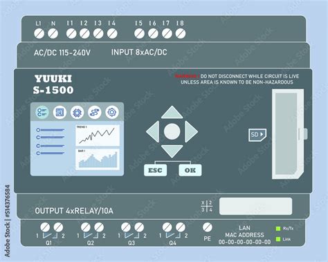 Plc Programable Logic Controller Input And Output Vektor Flat Design