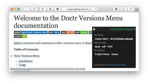 Github Goerz Docs Versions Menu A Versions Menu For Sphinx Based