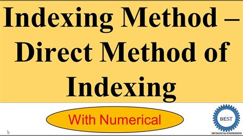 Method Of Indexing Direct Method Of Indexing With Numerical YouTube