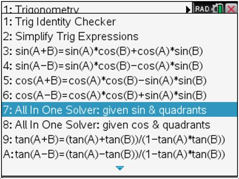 Trig Identity All In One Solver With The Tinspire Cx Stepwise Math