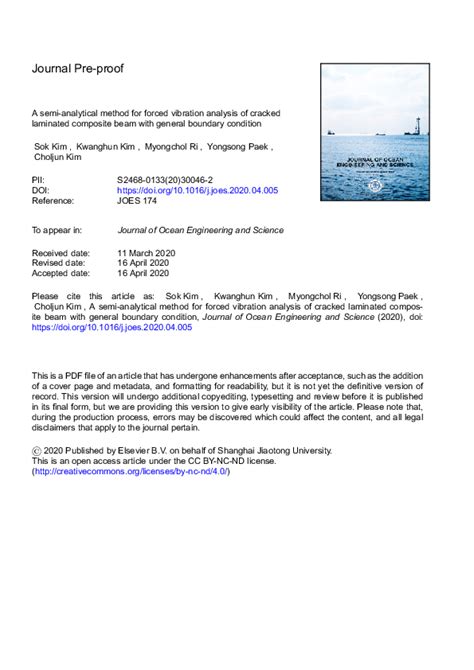 pdf a semi analytical method for forced vibration analysis of cracked