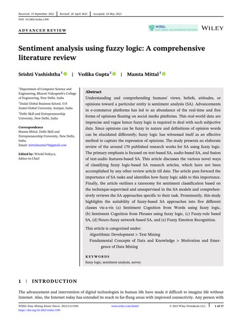 sentiment analysis using fuzzy logic a comprehensive literature review
