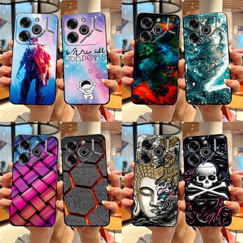 Tecno Pova 6 Pro Li9 Case Matte Black Fashion Marble Pattern Soft Silicone Protective Cover For