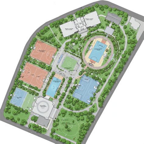 Site Plan Of A Sports Complex Featuring Multiple Basketball Courts A