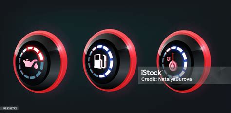 자동차 대시보드 패널 표시기 빨간색 파란색 표시등의 3d 벡터 컬렉션 0명에 대한 스톡 벡터 아트 및 기타 이미지 0명 가솔린 기민 Istock
