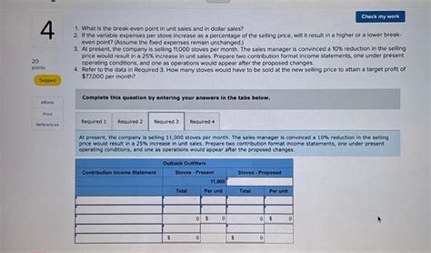 Solved Exercise Algo Break Even And Target Profit Chegg