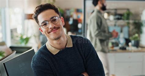 Man Face And Confident With Arms Crossed For Coding Programing And