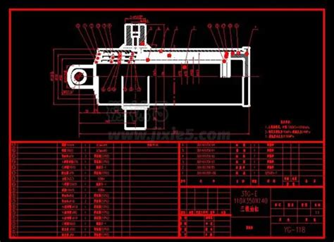 3tg E110x350x140三级油缸装配图cad图纸设计 机械5