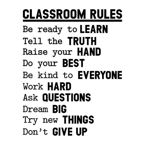 Vinyl Wall Art Decal Classroom Rules 28 X 22 Trendy Inspiring