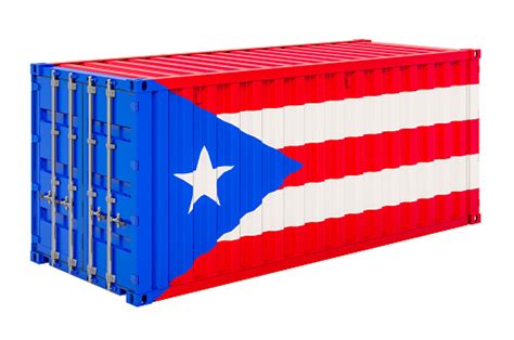 푸에르토리코 국기화물 컨테이너 흰색 배경에 격리 된 3d 렌더링 기에 대한 스톡 사진 및 기타 이미지 기 디지털 생성 이미지 무역 Istock