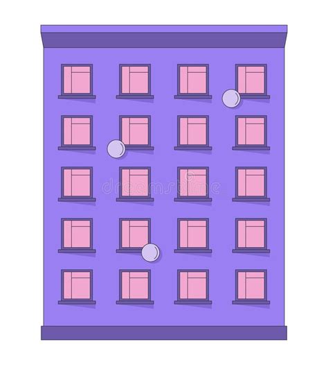 Cozy Multi Story Residential Building 2d Cartoon Object Stock