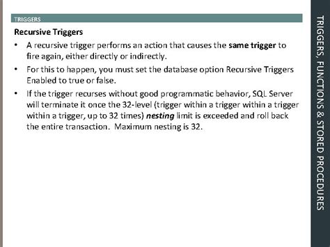 Sql Implementation Administration Triggers Functions And Stored Procedures