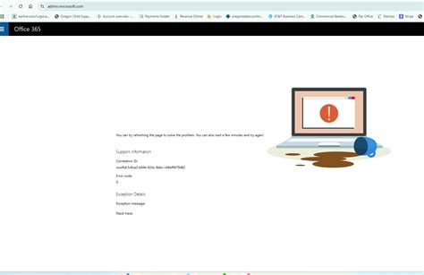 365 Admin Portal Error Microsoft Qanda