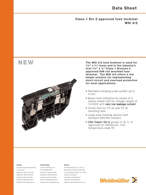 Ex Fuse Holder Terminal Block Weidmuller Wsi4 2 Download Free Pdf Fuse Electrical